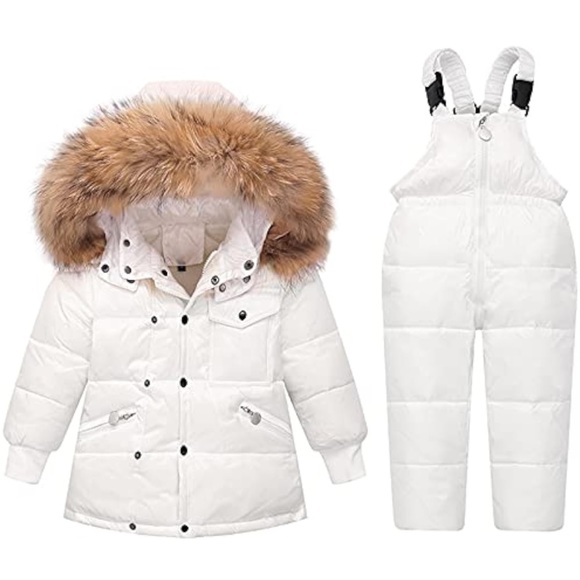Matching Sets | 224 Baby Girls Boys Hooded Snowsuit Puffer Down Jacket With Snow Ski Bib Pants ...